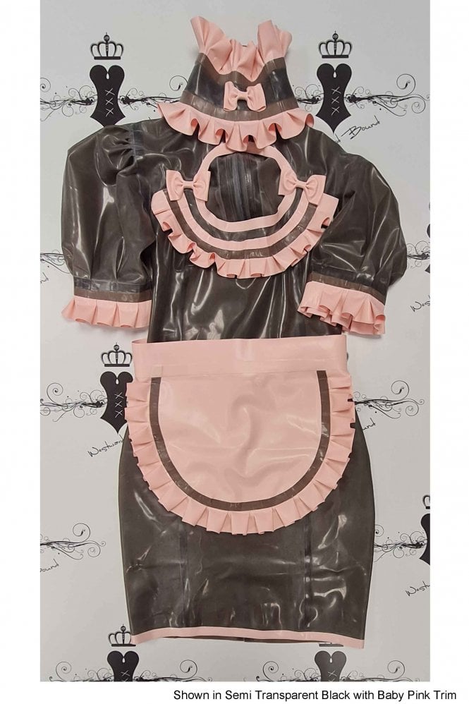Maid Roleplay Two Piece Latex fetish uniform costume with apron, bows